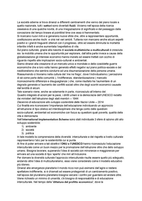 Educazione E Pedagogia Interculturale Sintesi Sintesi Del Corso Di