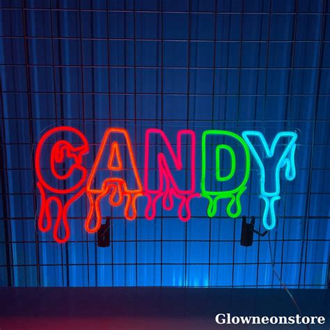 Glowneon Dripping Candy Neon Sign Candy Multicolor Led Sign Candy Store Sign Candy Wall Art