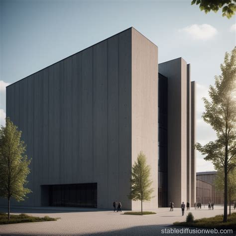 Concrete Abstract Modern Building For Krakow Steelworks Stable