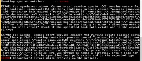 Docker Compose Up Error Can Not Start Service Php Oci Runtime