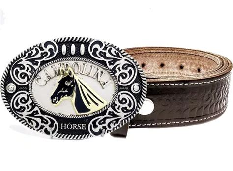 Cinto De Couro Country Masculino Fivela Campolina Cavalo