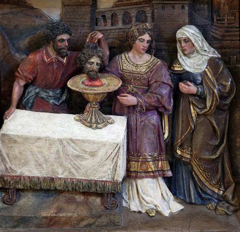 Beheading Of St John The Baptist Relief On The Baptismal Font In The