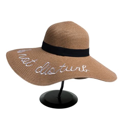 Wide Brim Sun Hat For Women Embroidery Do Not Disturb Panama Summer