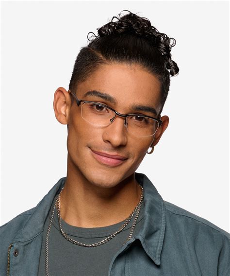 Tech Rectangle Black Yellow Semi Rimless Eyeglasses Eyebuydirect Canada