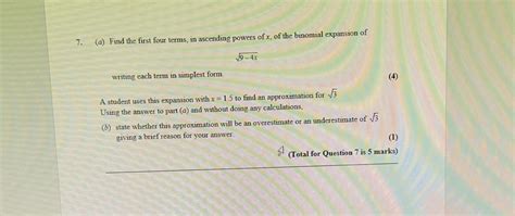 solved 7 a find the first four terms in ascending powers of x of