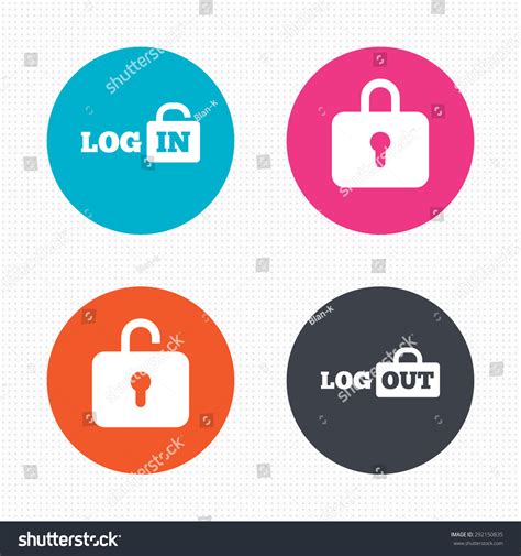 Circle Buttons Login And Logout Icons Sign In Or Sign Out Symbols Lock Icon Seamless Squares