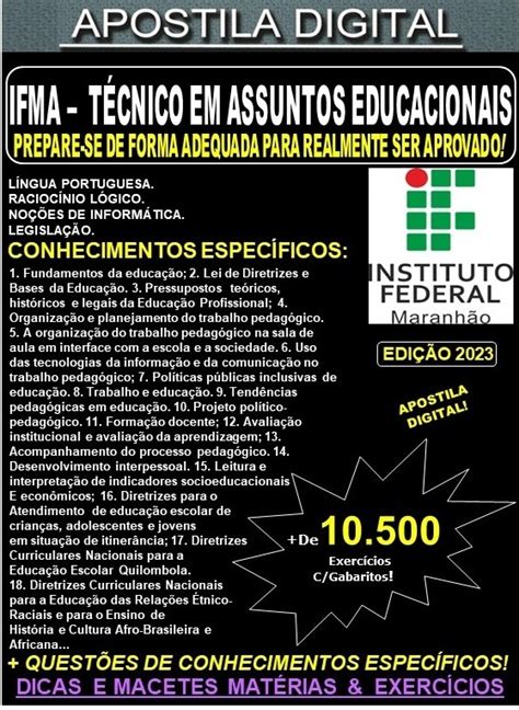 Apostila IFMA 2023 TÉCNICO em ASSUNTOS EDUCACIONAIS Teoria 10 500