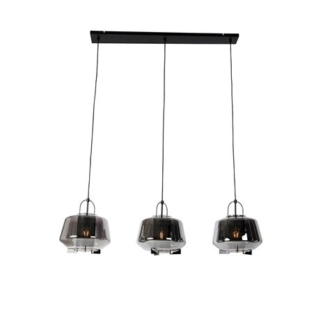 QAZQA Hanglamp Zwart Met Smoke Glas Cm Langwerpig Lichts Kevin Kopen Shop Bij FonQ