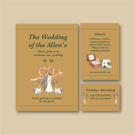 Modèle De Carte De Mariage Avec Un Magnifique Concept De Mariage Vert