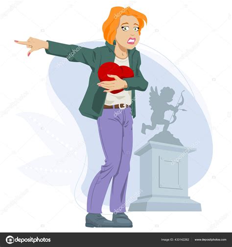 Offended Girl Hides Her Heart Illustration Internet Mobile Website