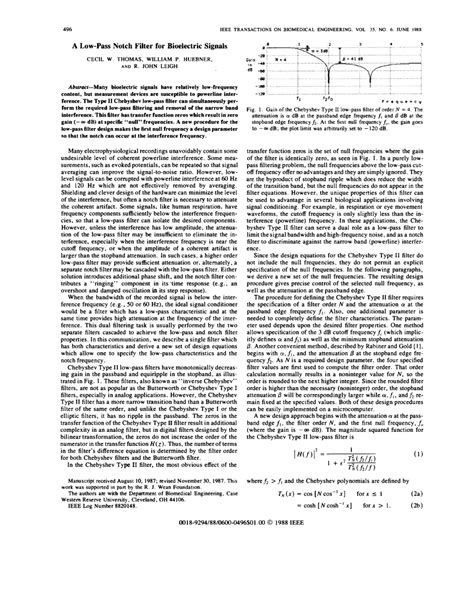 Pdf A Low Pass Notch Filter For Bioelectric Signals