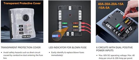 6 Way Fuse Distribution Block Car Boat Fuse Box Holder With Warning