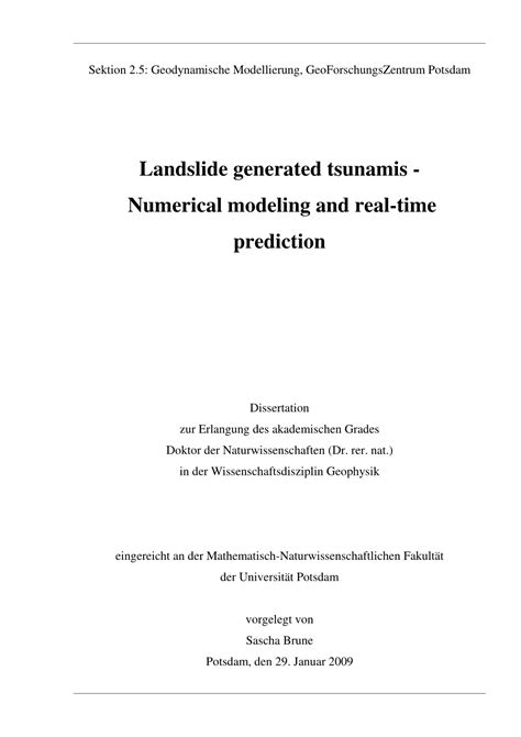 Landslide Generated Tsunamis Numerical Modeling Docslib