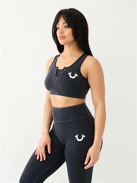 Lace Up Seamless Sports Bra Black True Religion