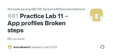 Practice Lab 11 App Profiles Broken Steps · Issue 81