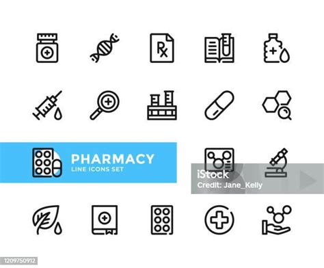 약국 벡터 선 아이콘입니다 윤곽선 기호의 간단한 세트 선형 그래픽 디자인 요소 약국 아이콘 설정 픽셀 완벽한 0명에 대한 스톡 벡터 아트 및 기타 이미지 Istock