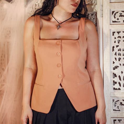 Cute Cottage Peach Button Top Size Medium Free Depop