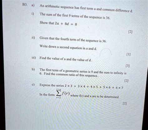 solved b3 an arithmetic sequence has first term and common difference