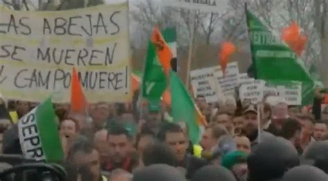 Los Antidisturbios Cargan Contra Los Agricultores En La Manifestación