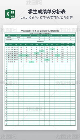 Excel学生成绩单模板专题模板 Excel学生成绩单模板图片素材下载 我图网