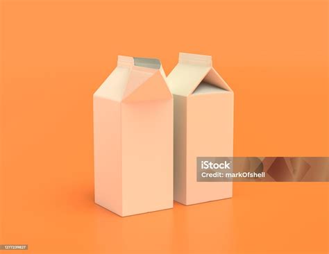 흰색 판지 우유 와 과일 주스 용기 패키지 노란색 오렌지 배경의 플라스틱 물체 평평한 색상 단일 색상 3d 렌더링 건강한 식생활에 대한 스톡 사진 및 기타 이미지 Istock