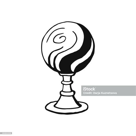 빈티지 스타일로 손으로 그린 매직 볼 천연 크리스탈 잉크 스케치 로고 벡터 일러스트레이션 거미줄에 대한 스톡 벡터 아트 및 기타 이미지 Istock