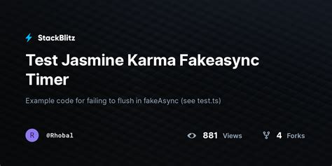 test jasmine karma fakeasync timer stackblitz