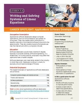 Writing And Solving Systems Of Linear Equations Student Edition