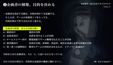 ゲーム企画書の作り方。製作の参考例。考え方｜うきょうフリーゲームプロデューサー兼マーケッター（株スタジオデルタ代表）