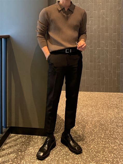 Dazy Men Polo Neck Ribbed Knit Fall Sweater Shein Usa