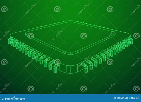 Vector Cpu Wireframe Stock Vector Illustration Of Memory 110681685