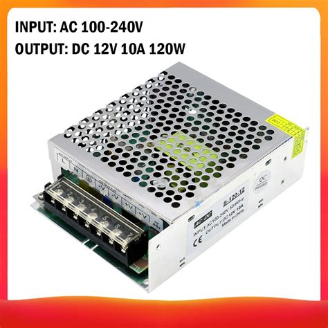 Ac 100 240v A Dc 12v 10a 120w Transformador De Voltaje Regulado Yeacher