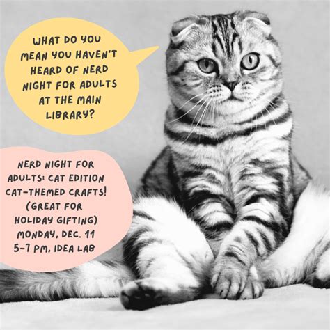 Nerd Night For Adults Cat Edition Kanawha County Public Library