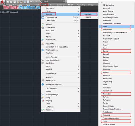 Cách Chuyển Giao Diện Cad Ribbon 2017 Về Classic