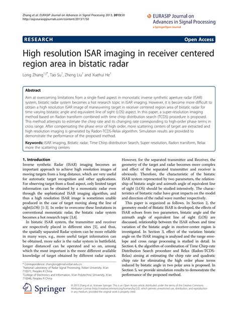Solution High Resolution Isar Imaging In Receiver Centered Region Area In Bistatic Radar