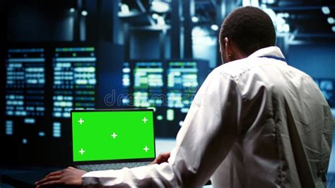 Green Screen Laptop Server Scan Stock Footage Video Of Admin Expert