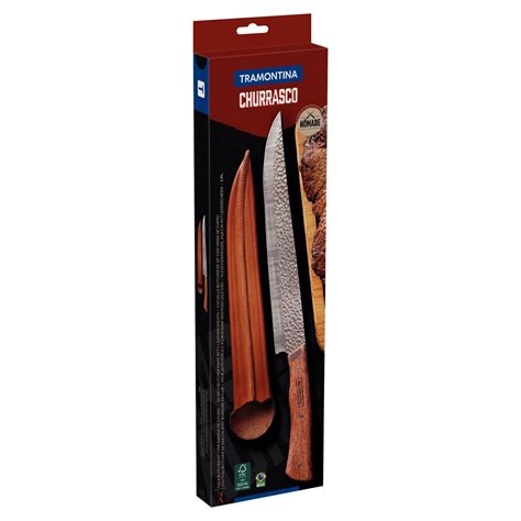 Tramontina Nômade Butcher Knife with Stainless Steel Blade Wood Handle and Leather Sheath