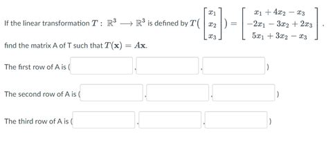 if the linear transformation t r3 r3 is defined by
