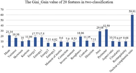 The Ginigain Value Of 20 Features In Two Classification Download