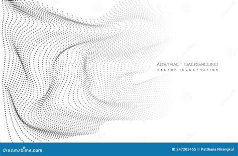 Abstract Grey Dots Wave Curve On White With Blank Space Design Modern