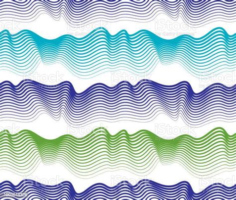 예술 벡터 양식된 여러 파도 함께 완벽 한 패턴 다채로운 곡선 라인 추상적인 반복 기와 배경 물 파 추상적인 디자인 강에 대한