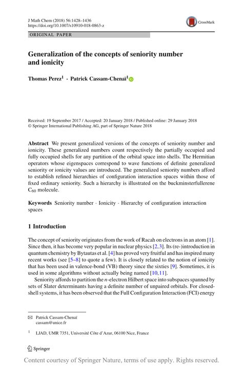 Generalization Of The Concepts Of Seniority Number And Ionicity