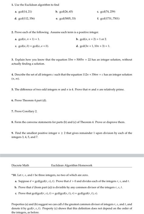 Solved Use The Euclidean Algorithm To