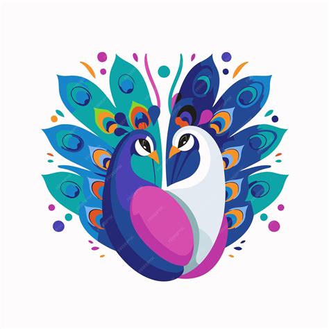 Premium Vector Peacock And Peacock Colorful Cartoon Vector