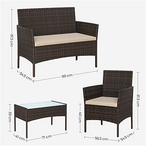SONGMICS SONGMICS Garden Furniture Sets Polyrattan Outdoor Patio Furniture Conservatory PE