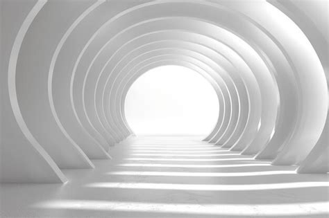 White Arched Tunnel In A Minimalist Setting Premium Ai Generated Image