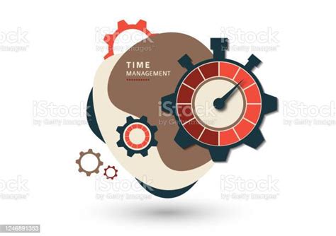 시간 관리 개념입니다 효율성 생산성을 위한 크리에이티브 아이콘 사인 스톱워치 기어 플랫 디자인 벡터 갈색에 대한 스톡 벡터 아트 및 기타 이미지 Istock