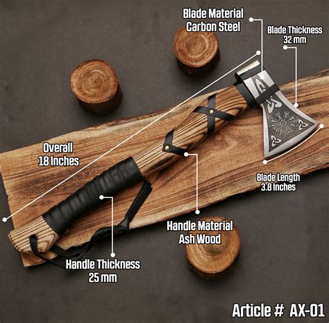 Hand Forged Vegvisir Viking Compass Axe 2c2 Ax09