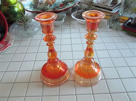 27 Best Images About Carnival Glass Candlesticks On Pinterest Vintage