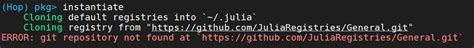 Julia Pkg Error Git Repository Not Found At Https Github